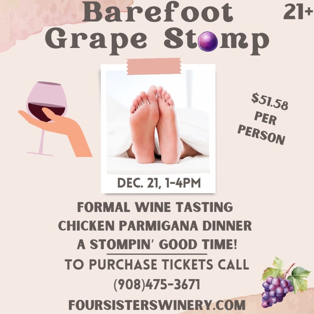 Barefoot Grape Stomping at Four Sisters Winery - Garden State Wine ...